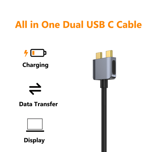 Dual USB-C Cables Only Work with TobenONE Products (2ft/0.6m)