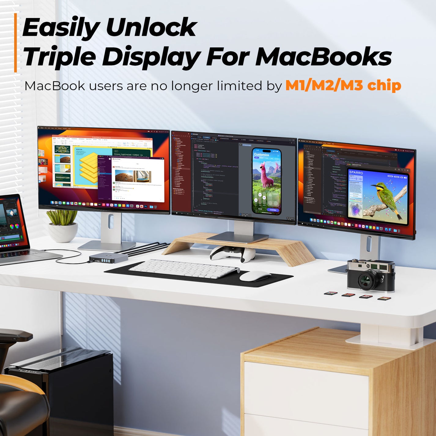 UDS015D Triple Display Docking Station- Designed for M1 M2 M3 – TobenONE