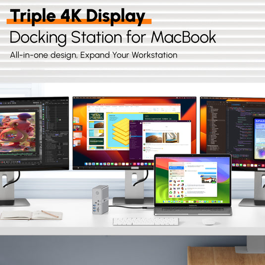 UDS033 TobenONE DisplayLink Docking Station Triple Monitor with 120W P